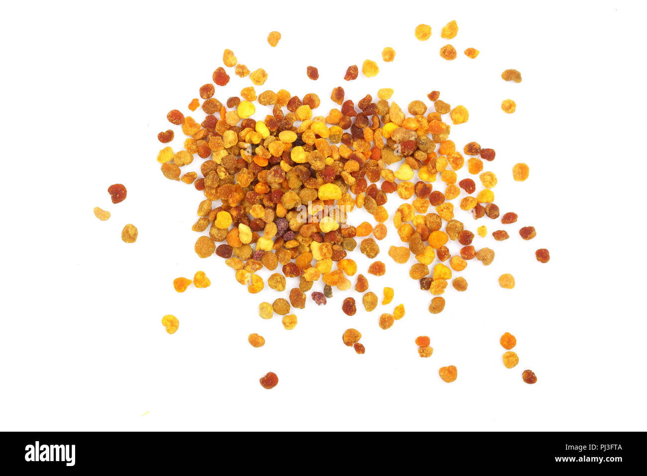 fresh bee pollen isolated on white background. Top view. Flat lay Stock ...
