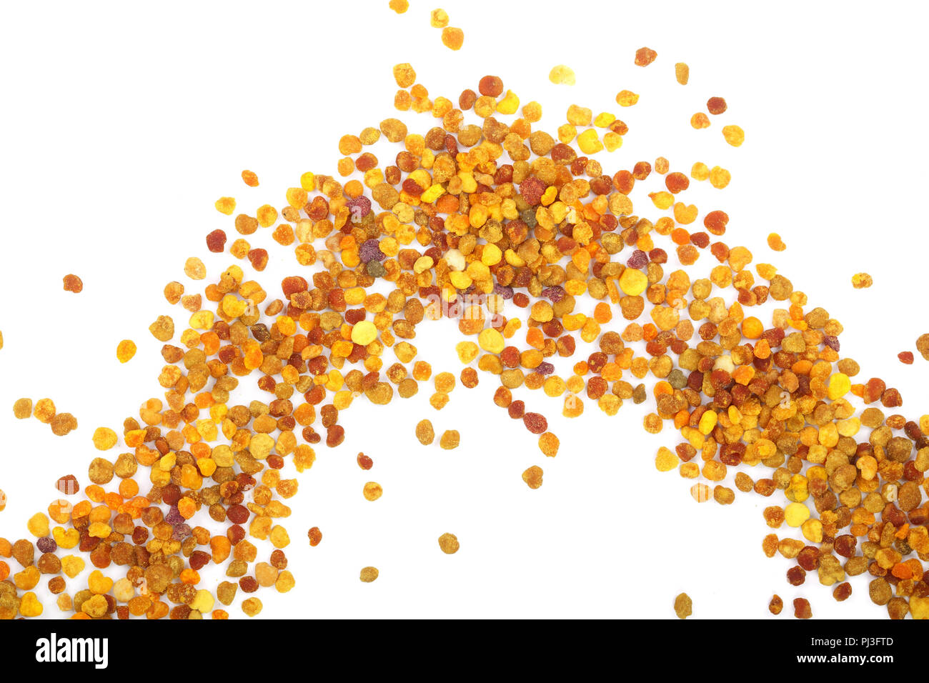 fresh bee pollen isolated on white background. Top view. Flat lay Stock ...