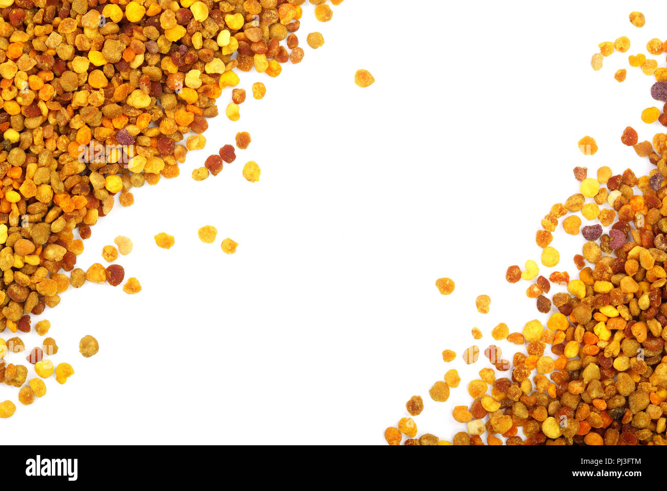 fresh bee pollen isolated on white background with copy space for your ...
