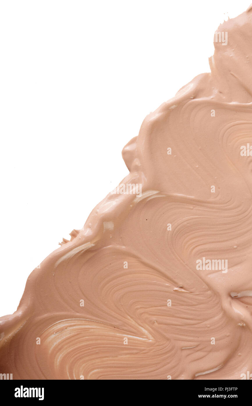 Beige liquid foundation makeup isolated on white background. with copy ...