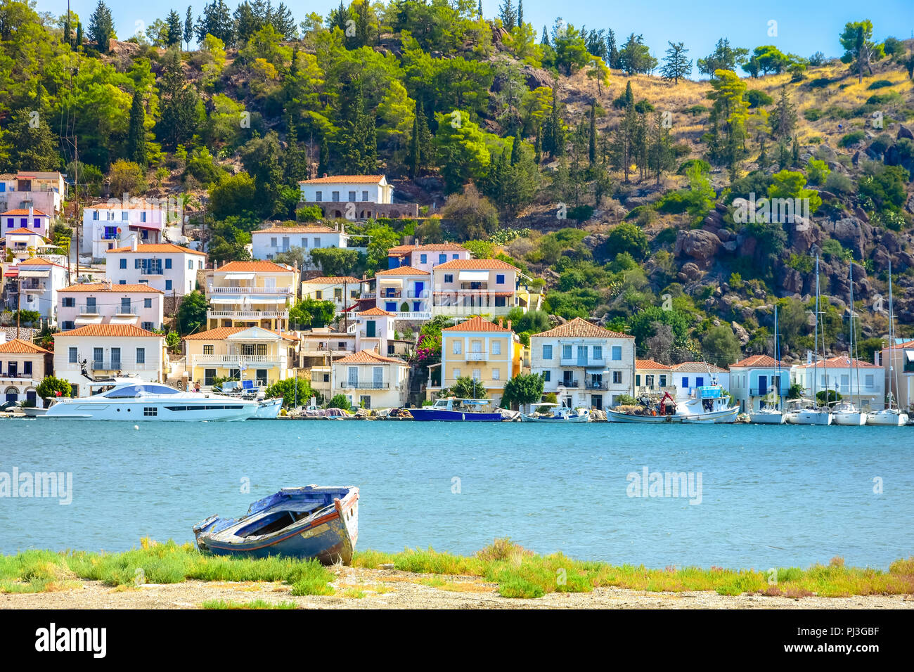 Famous Poros island, Peloponnese, Greece Stock Photo - Alamy
