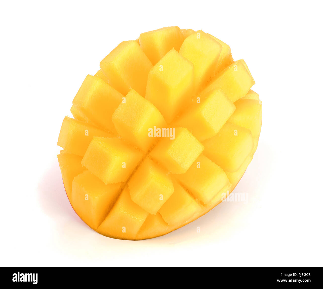 Mango fruit half isolated on white background close-up Stock Photo - Alamy