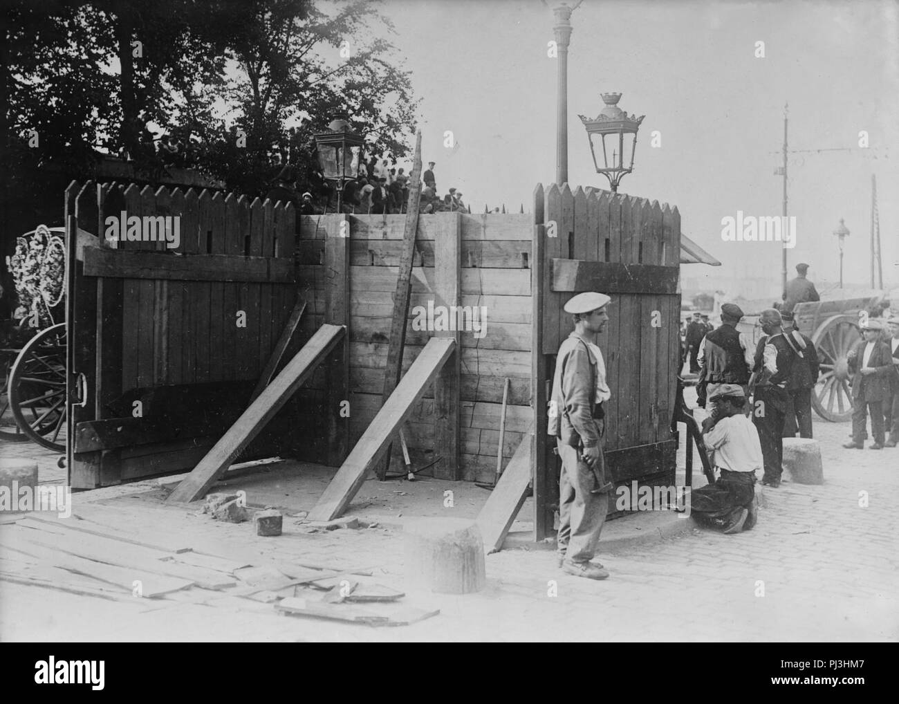 Barricade at Paris gate Stock Photo - Alamy