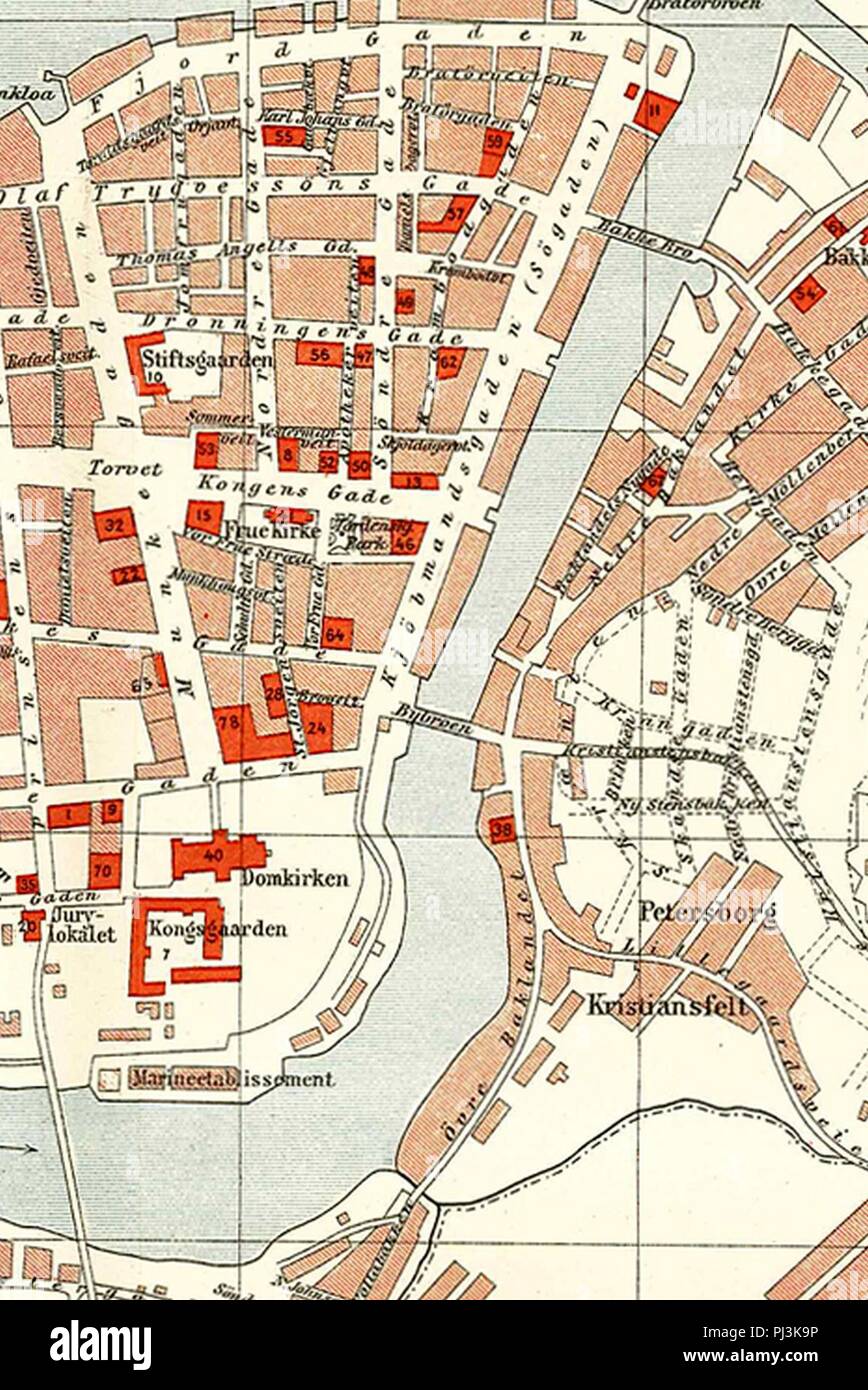 Bakklandet map 1898 Stock Photo - Alamy