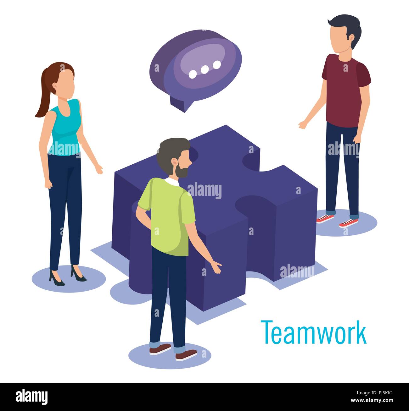 group of people teamwork with puzzle game vector illustration design ...