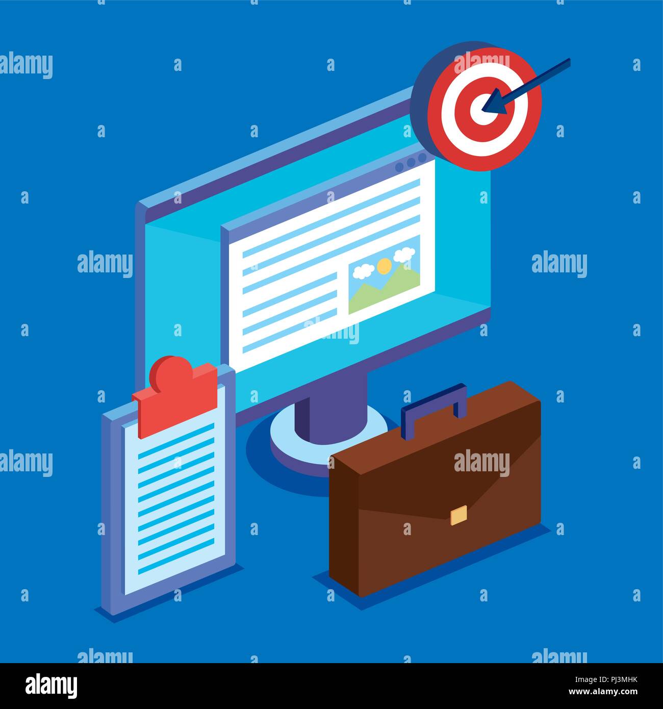 computer desktop with business icons Stock Vector Image & Art - Alamy