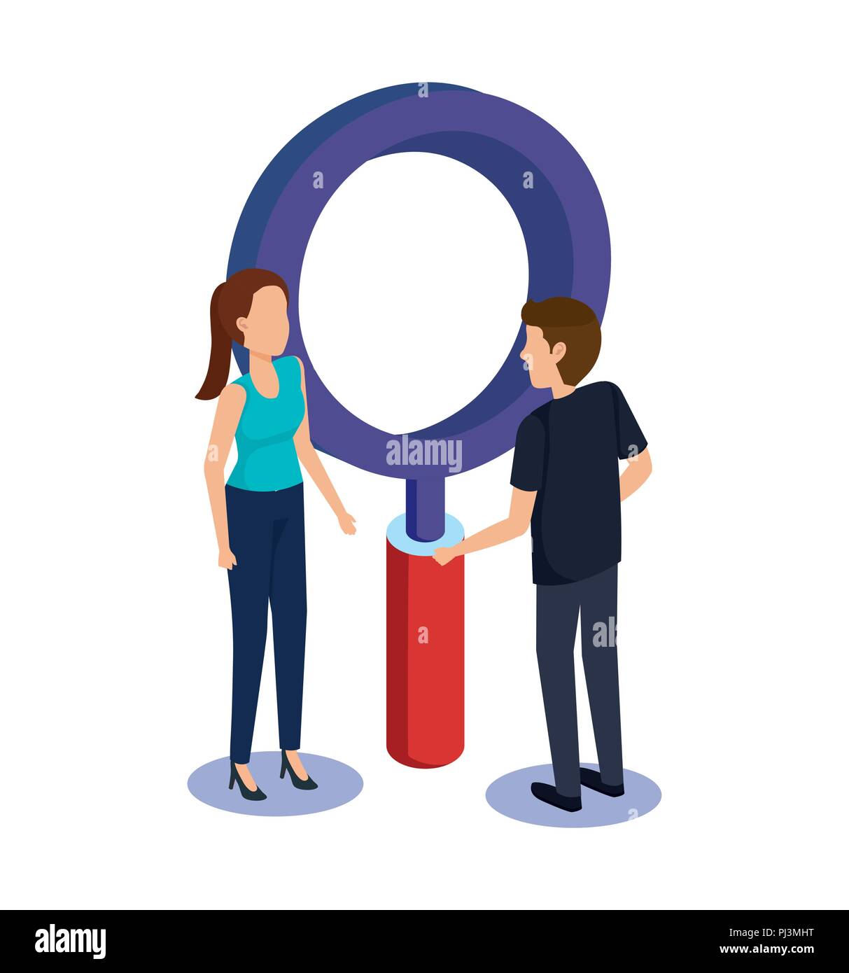 couple teamwork magnifying glass Stock Vector Image & Art - Alamy