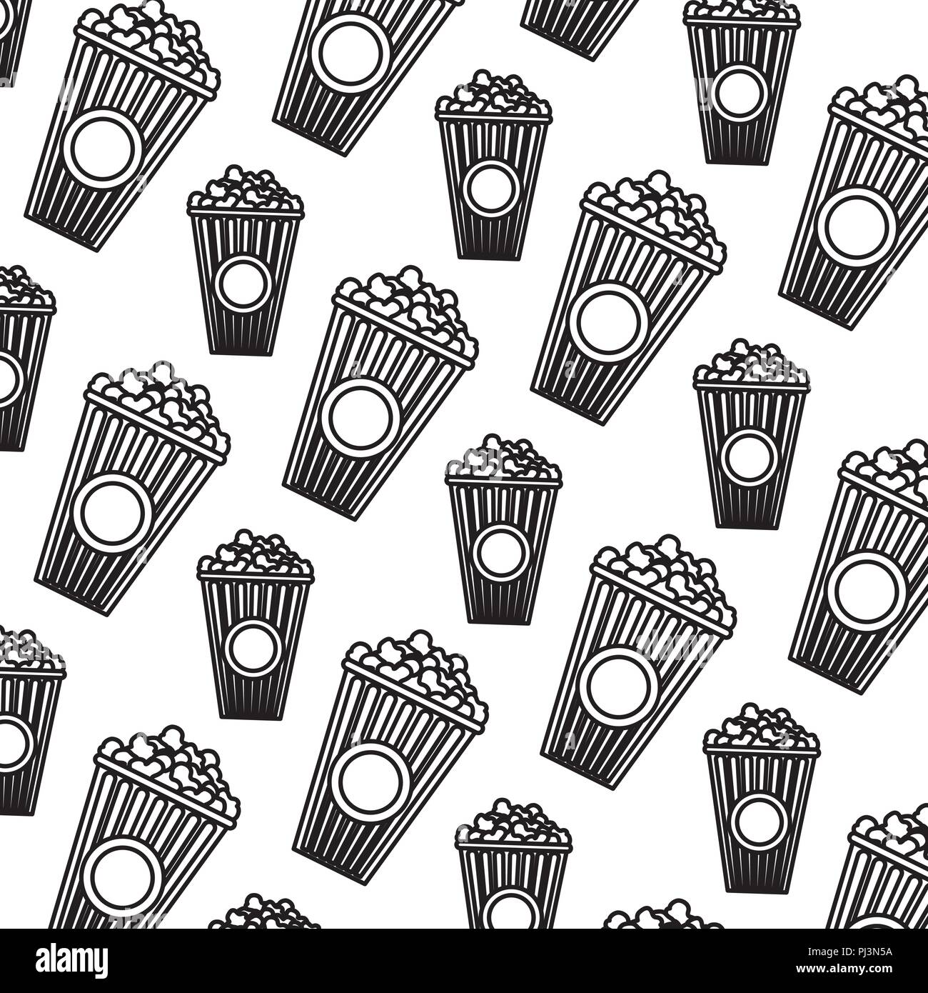 line delicious snack popcorn food background Stock Vector Image & Art ...