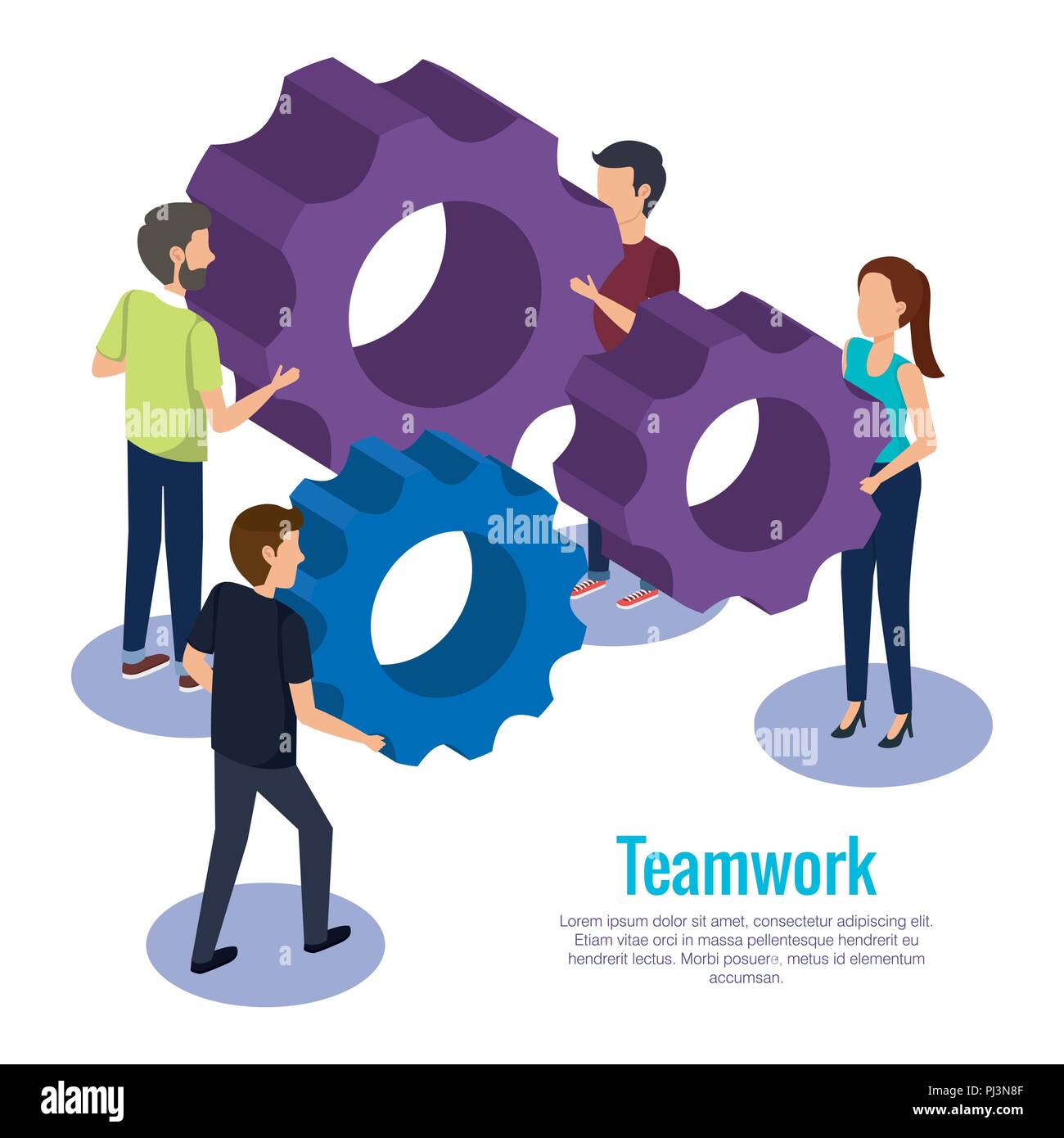 people teamwork with gears Stock Vector Image & Art - Alamy
