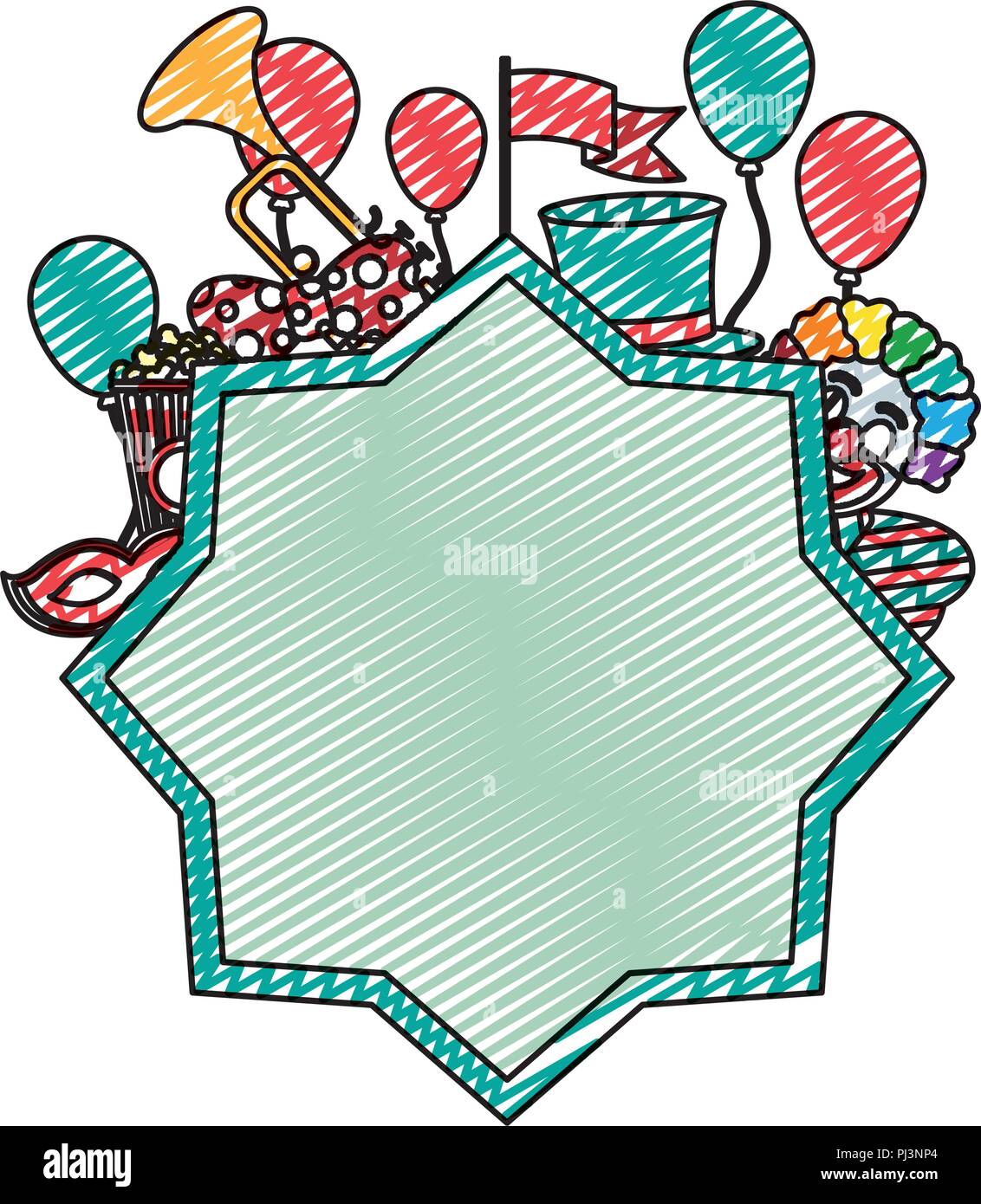 doodle star tag with carnival entertainment party Stock Vector Image ...