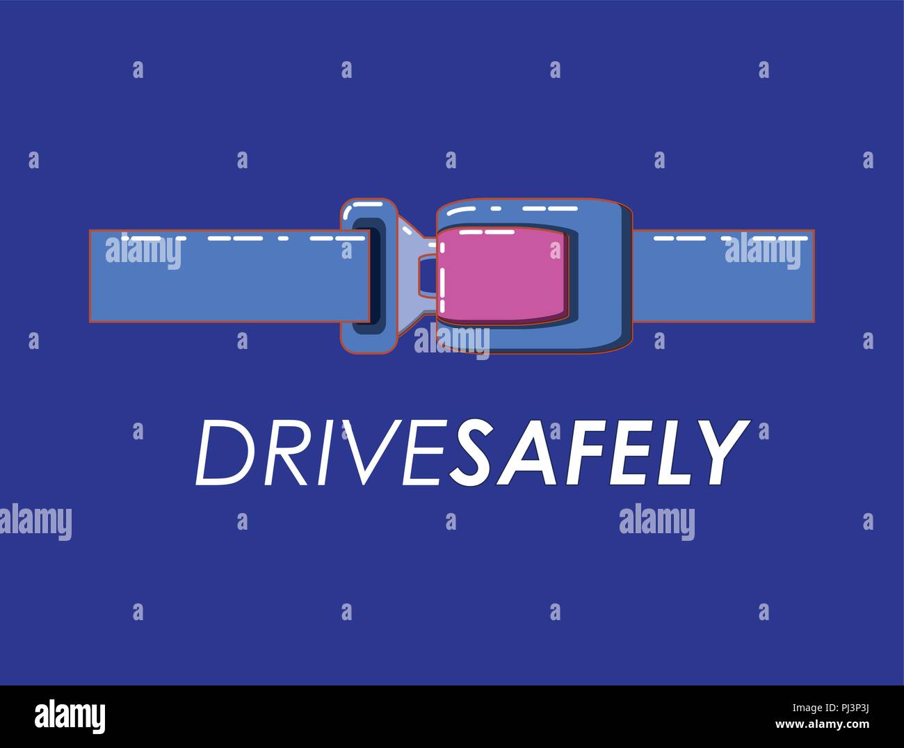 drive safely design with belt icon over blue background, colorful ...