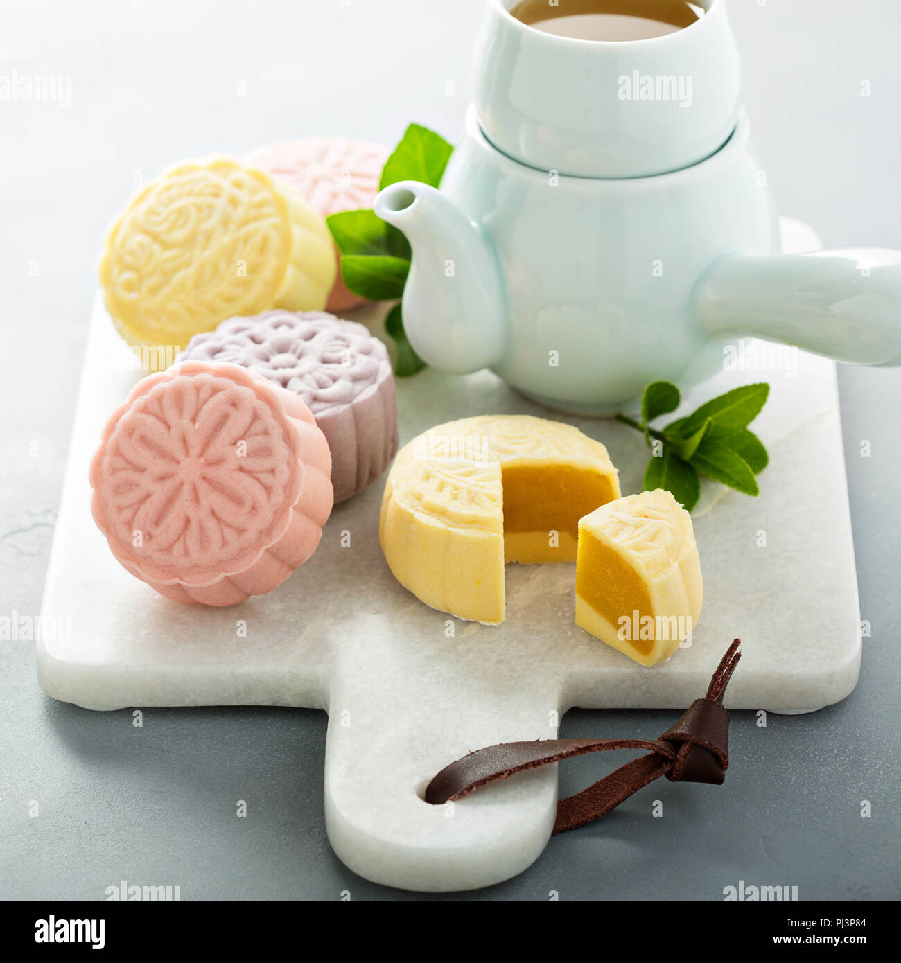 Snow skin sweet and savory traditional Chinese mooncakes with variety ...
