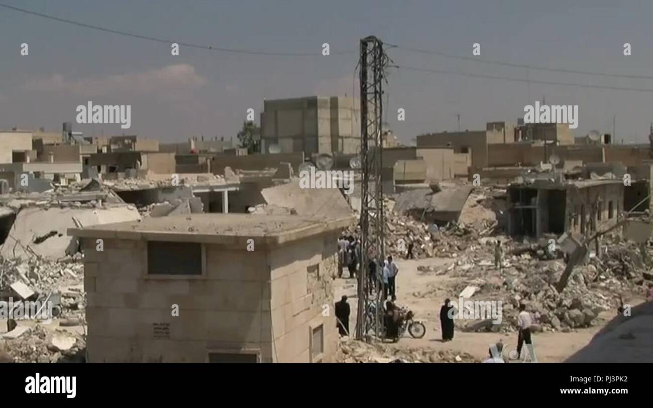 Azaz Syria during the Syrian Civil War Wide Angel of Damage Stock Photo ...