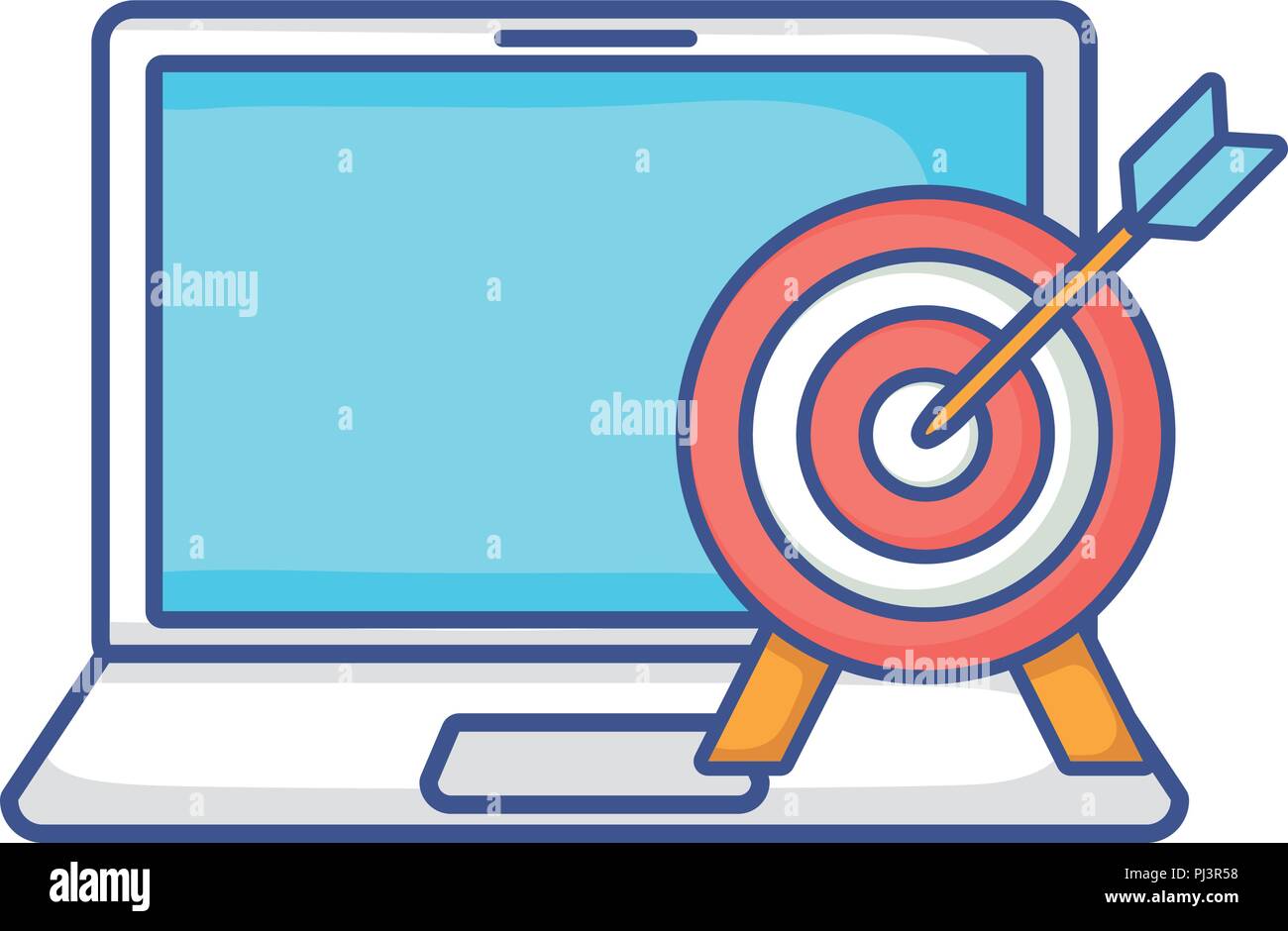 laptop computer and target over white background, vector illustration ...