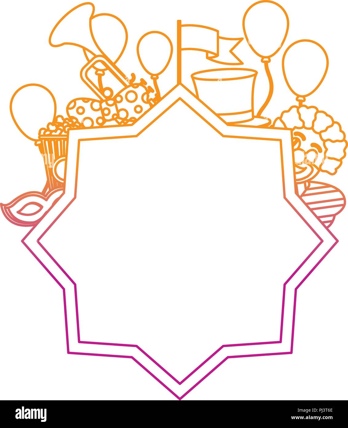 degraded line star tag with carnival entertainment party Stock Vector ...
