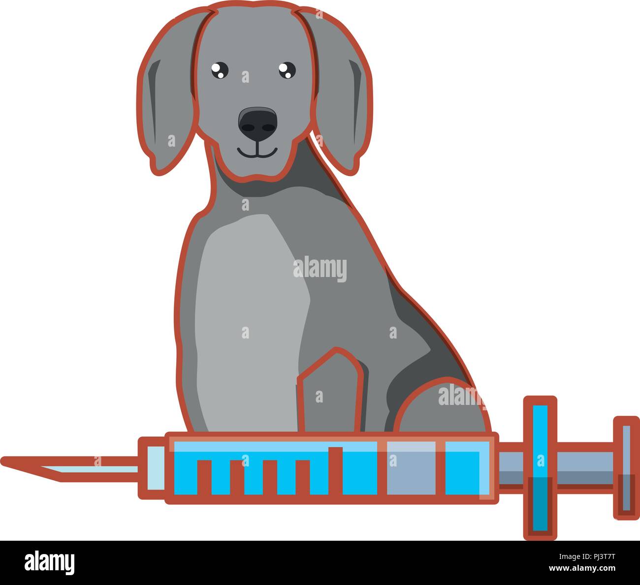 cute dog and syringe over white background, vector illustration Stock ...