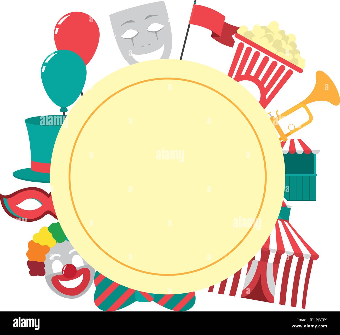 circle emblem with carnival entertainment party Stock Vector Image ...