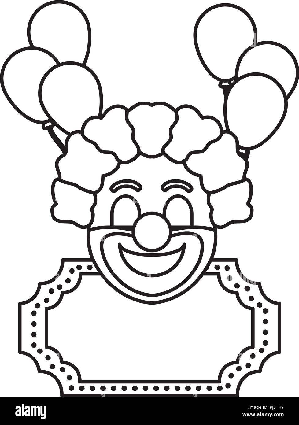 line clown circus entertainment with decoration balloons Stock Vector ...