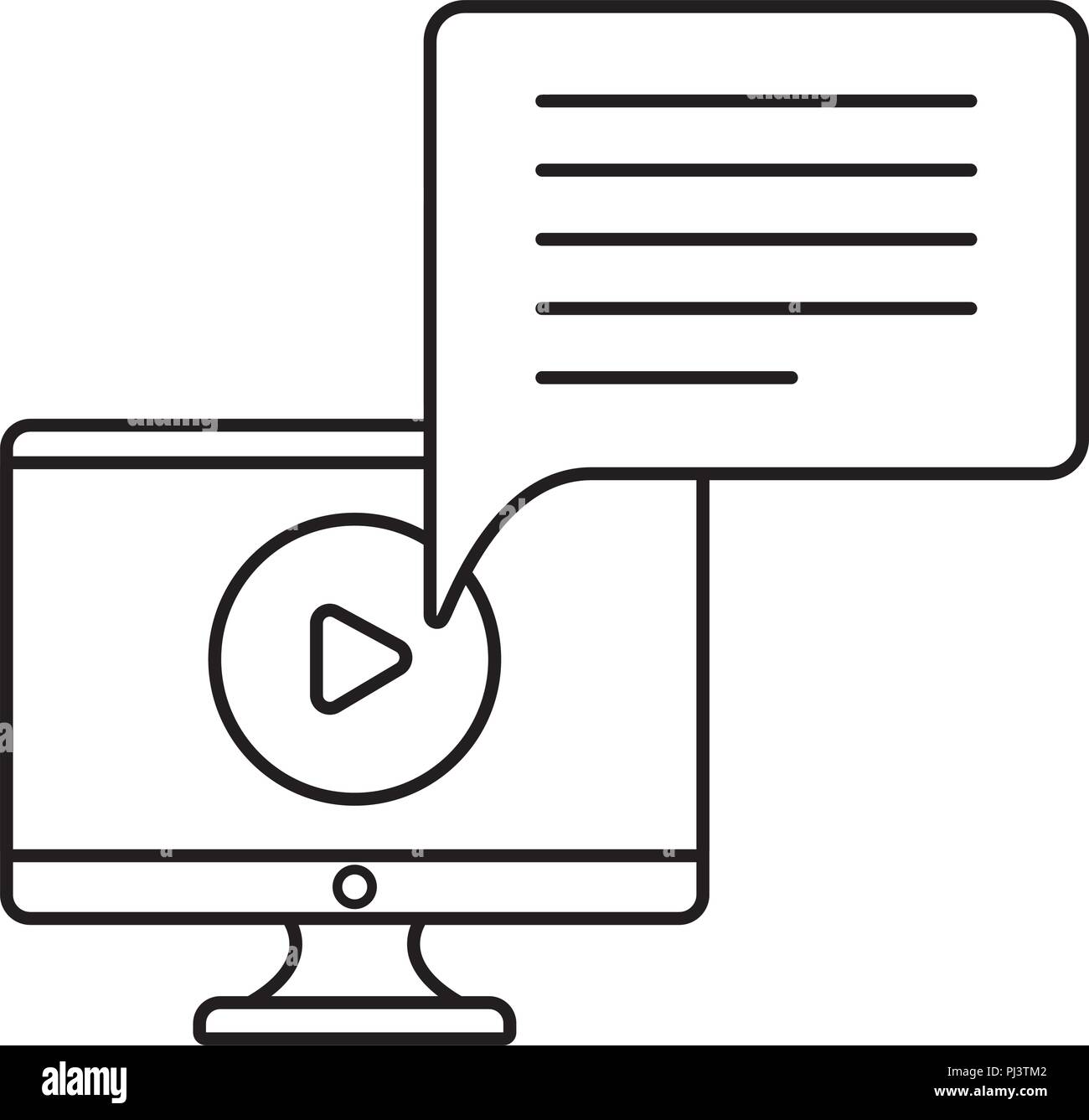 computer and speech bubble over white background, vector illustration ...