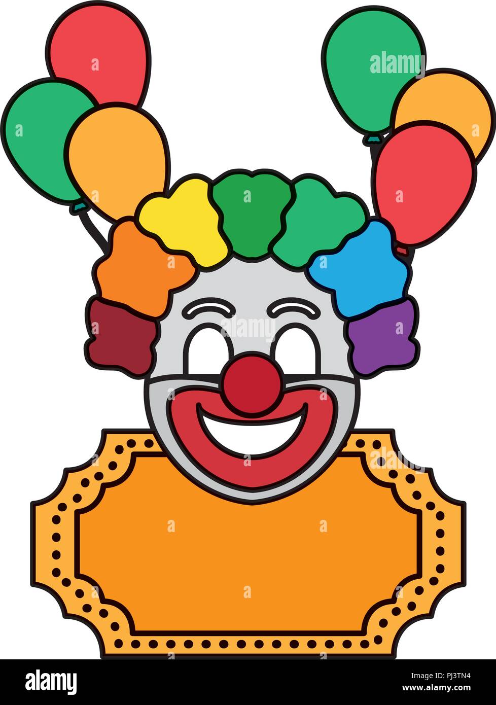 color clown circus entertainment with decoration balloons Stock Vector ...