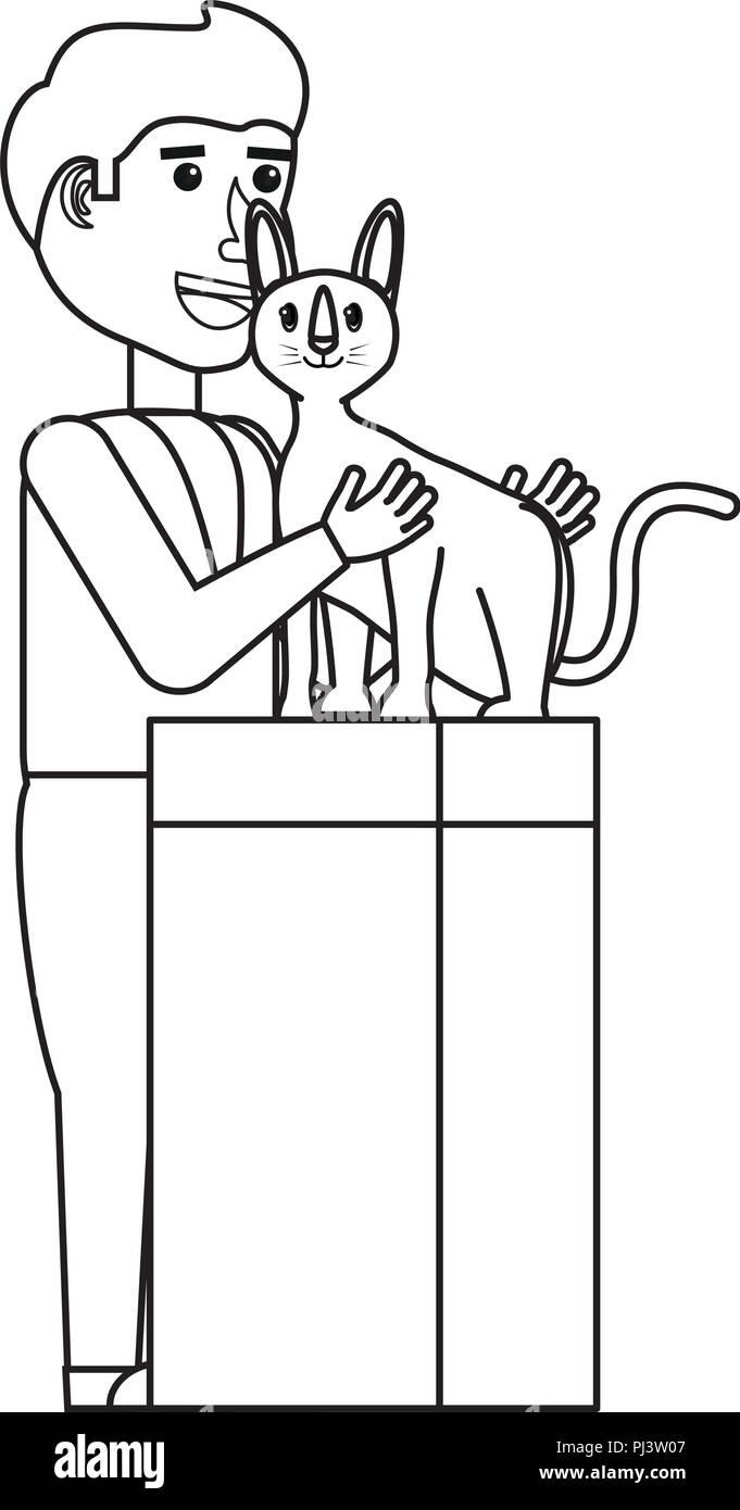 cartoon vet examining a cat over white background, vector illustration ...