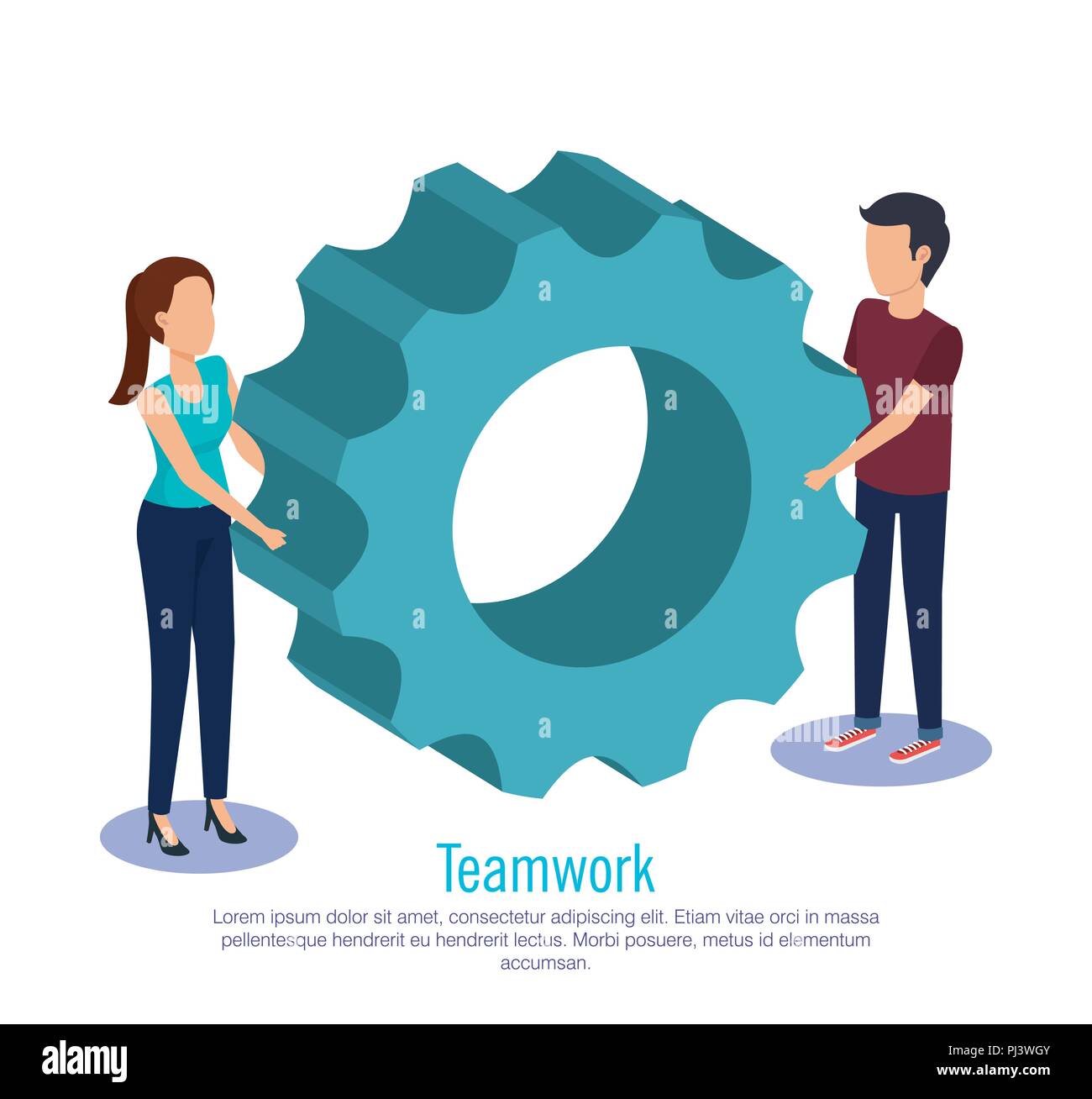 couple teamwork with gears Stock Vector Image & Art - Alamy