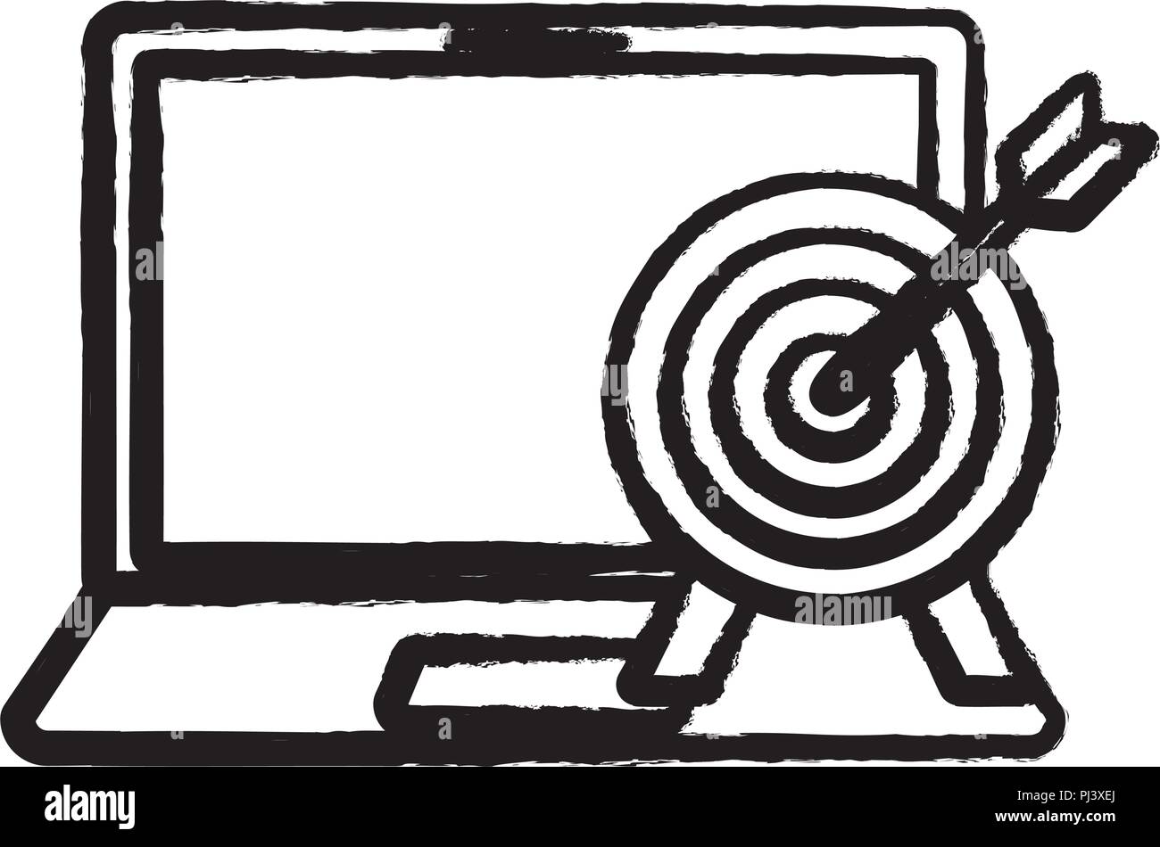 laptop computer and target over white background, vector illustration ...