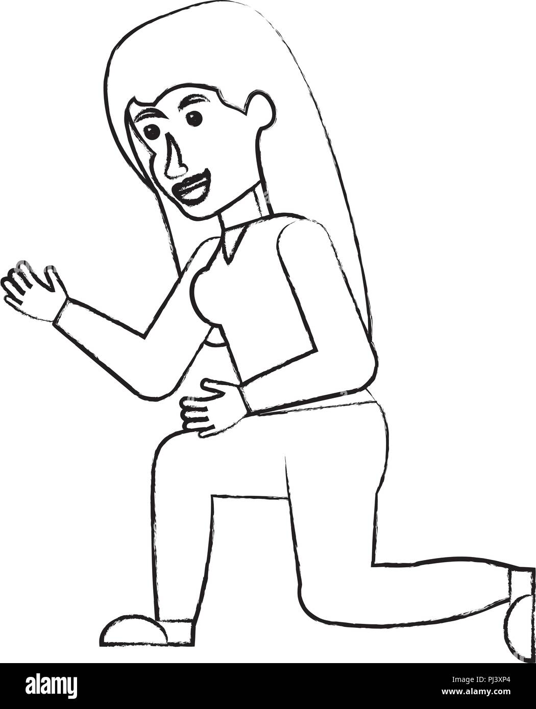 Cartoon Woman On Her Knees Over White Background Vector Illustration Stock Vector Image And Art
