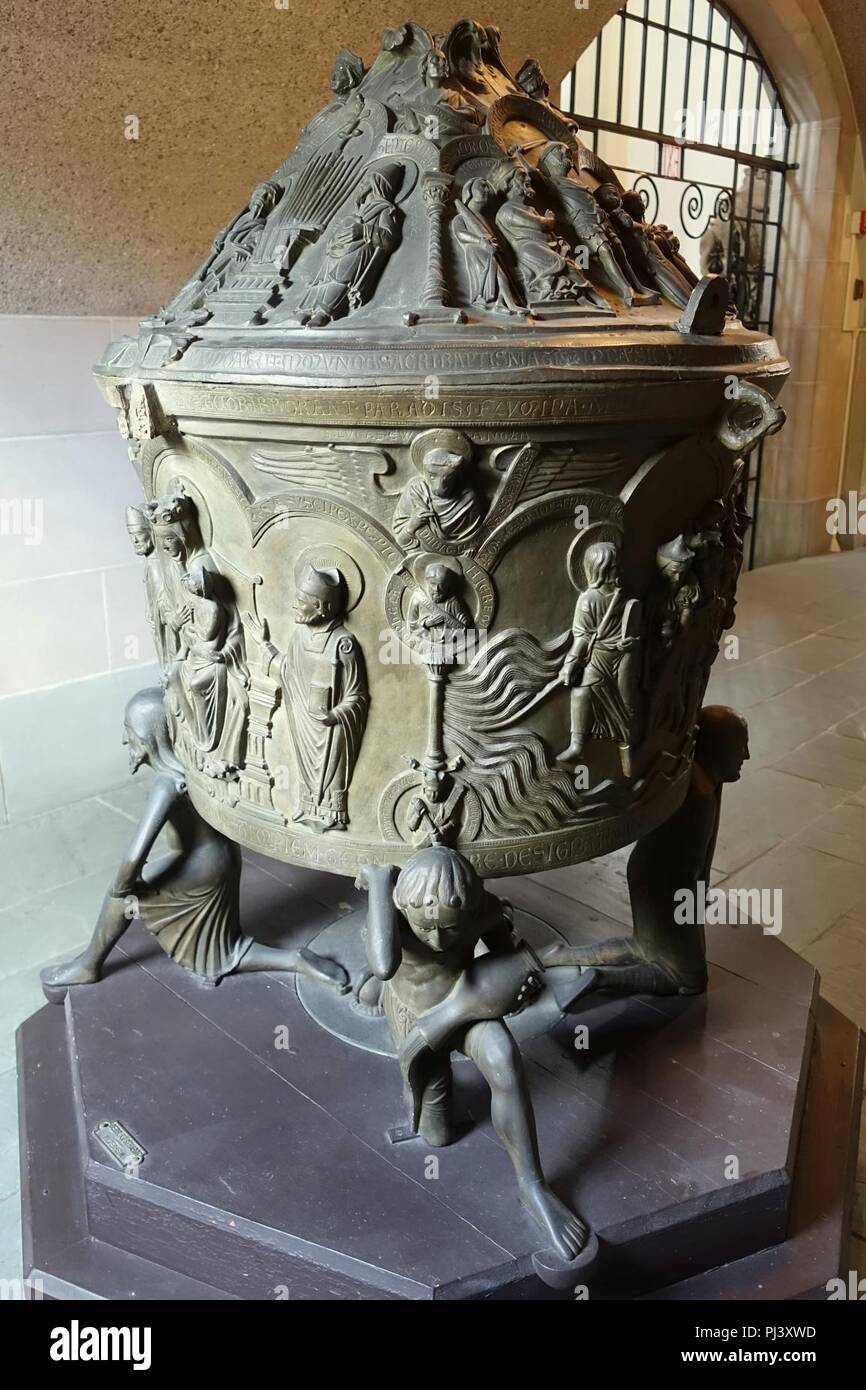 Baptismal font (replica), Hildesheim Cathedral, c. 1225 AD, replica by ...