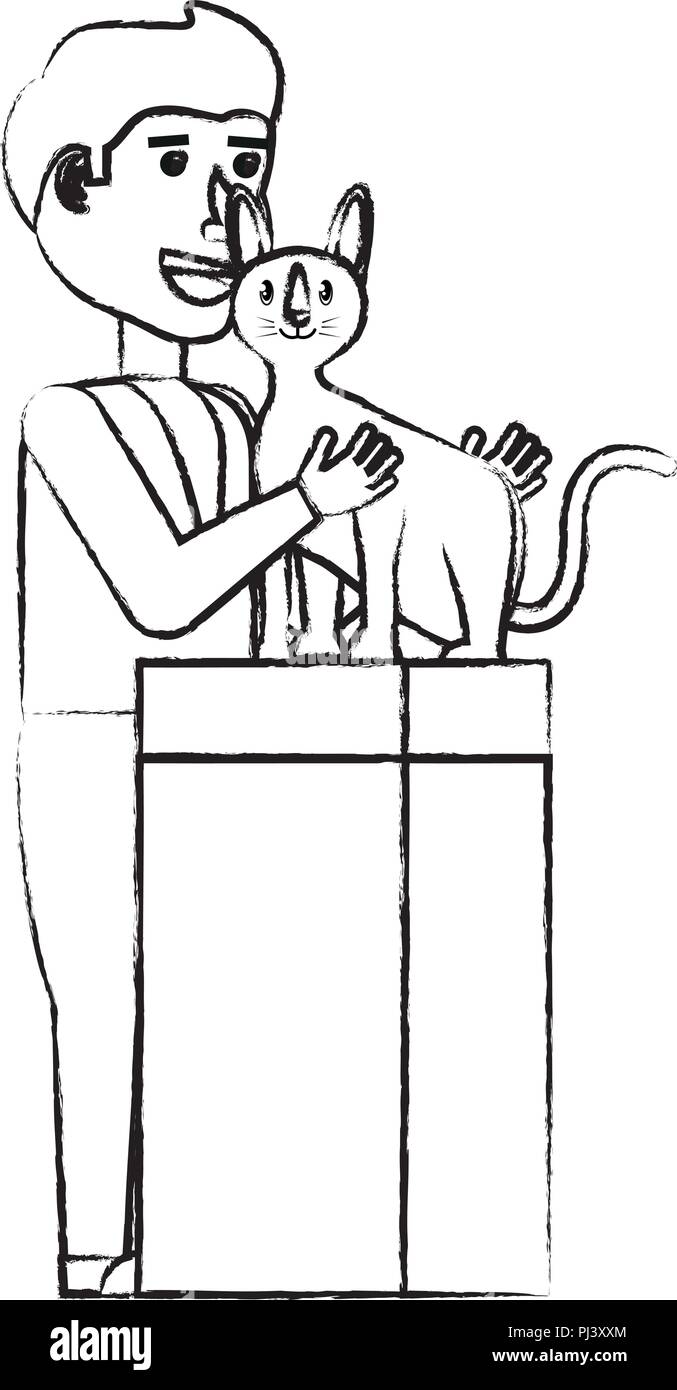 cartoon vet examining a cat over white background, vector illustration ...
