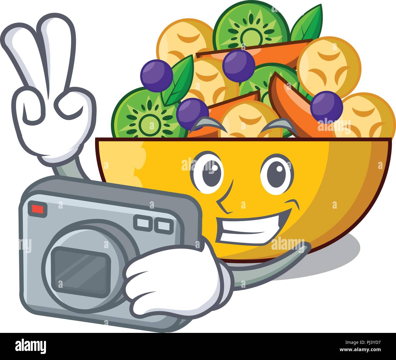 Photographer mascot diet fresh tasty fruit salad Stock Vector Image ...
