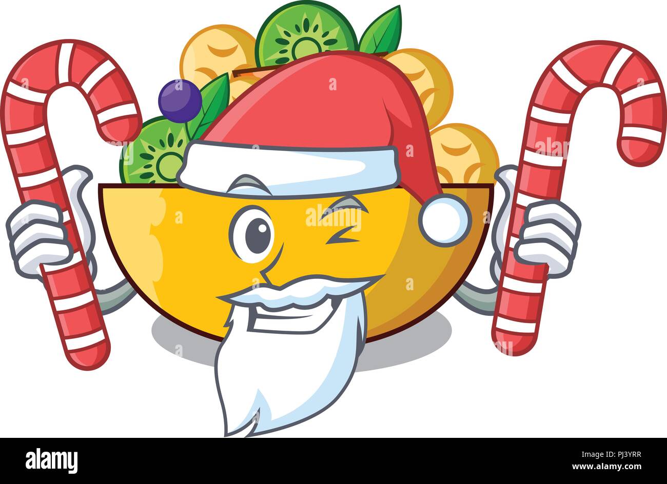 Santa with candy dessert of fruits salad on cartoon Stock Vector Image ...
