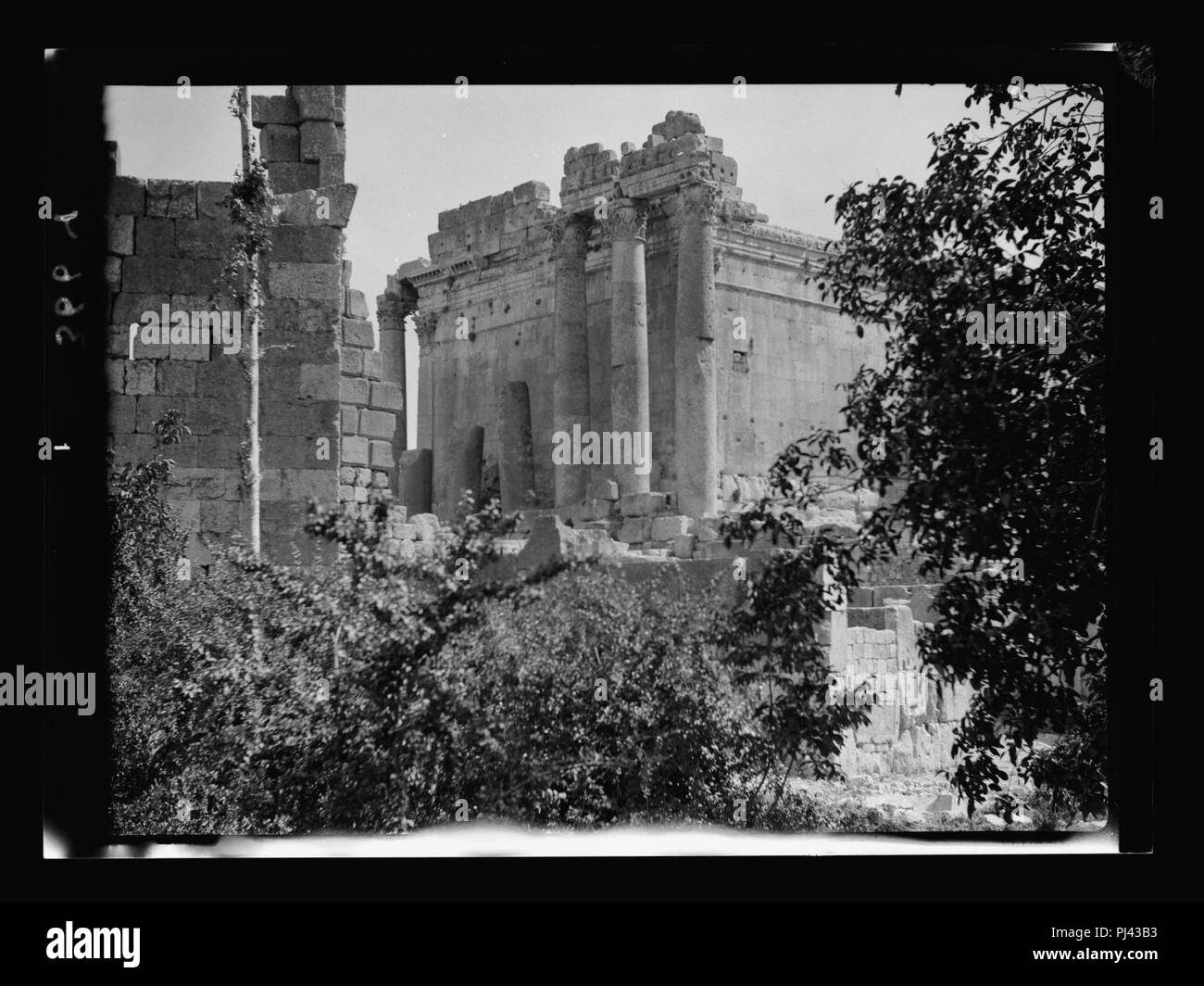 Baalbek. 'Heliopolis.' Temple of Bacchus. The south and west wall Stock ...