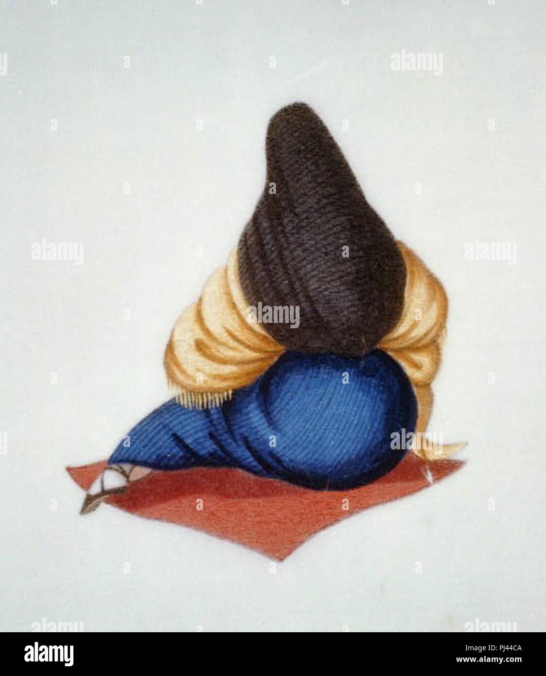 Back view of a seated woman wearing a tapada, Peru Stock Photo - Alamy