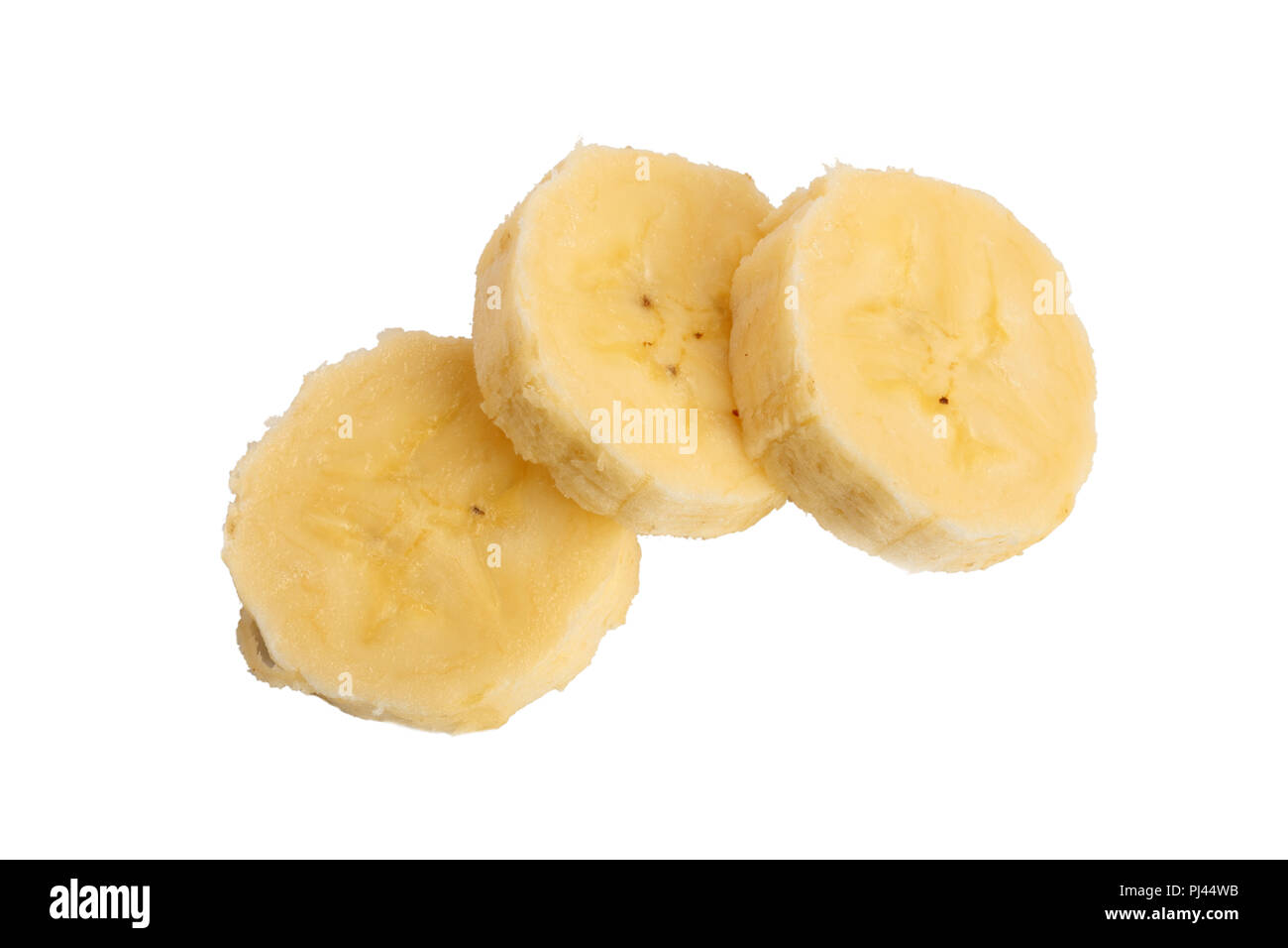 Banana slices isolated on a white background. Flat lay, top view Stock ...