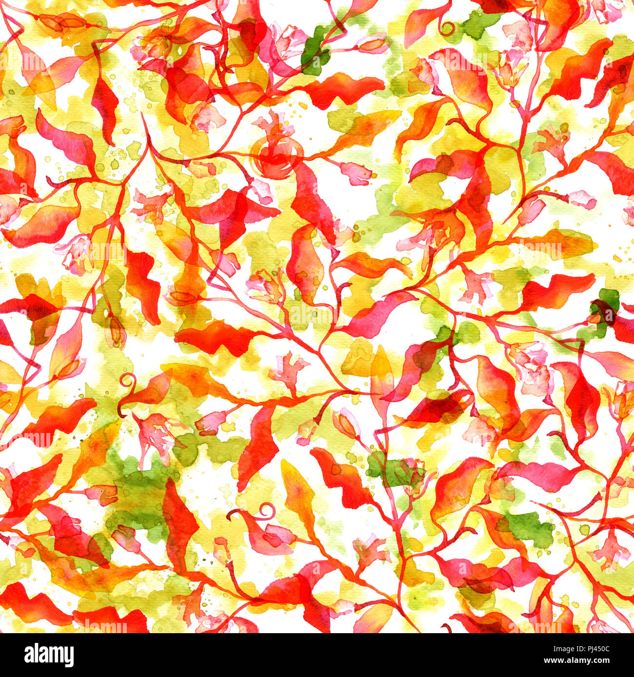 Seamless autumn pattern with abstract branches and leaves and ...