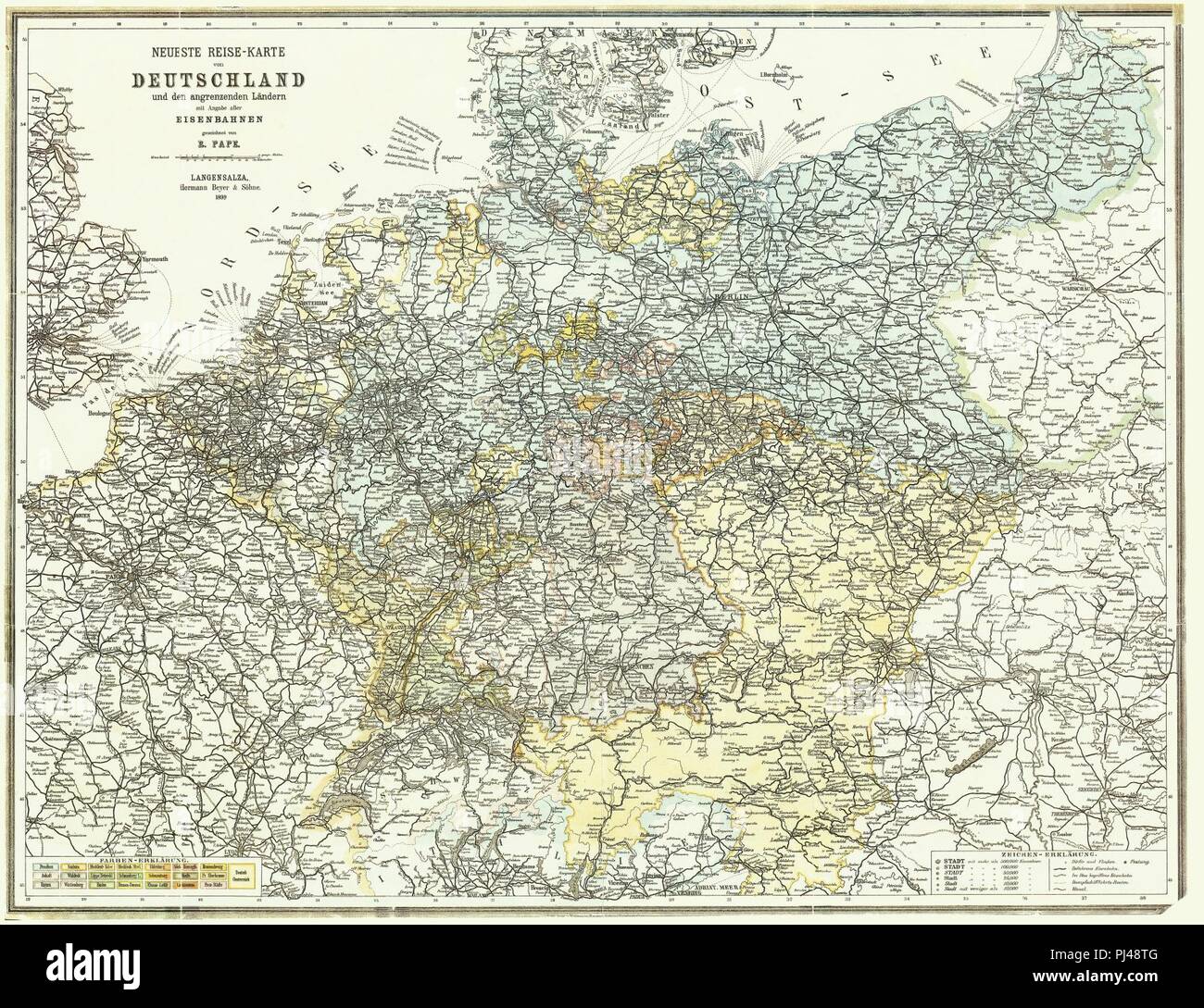 Bahnkarte Deutschland 1899 Stock Photo - Alamy