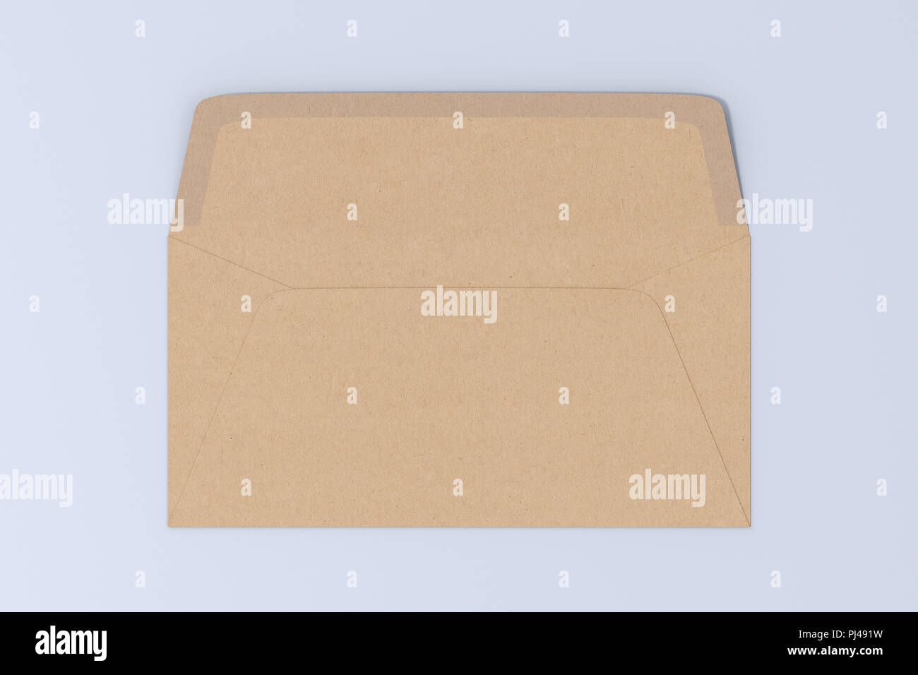 Craft paper blank open envelope on white background. 3d render Stock ...