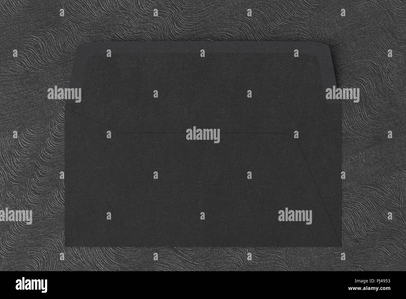 Black blank open envelope on black background. 3d render Stock Photo ...