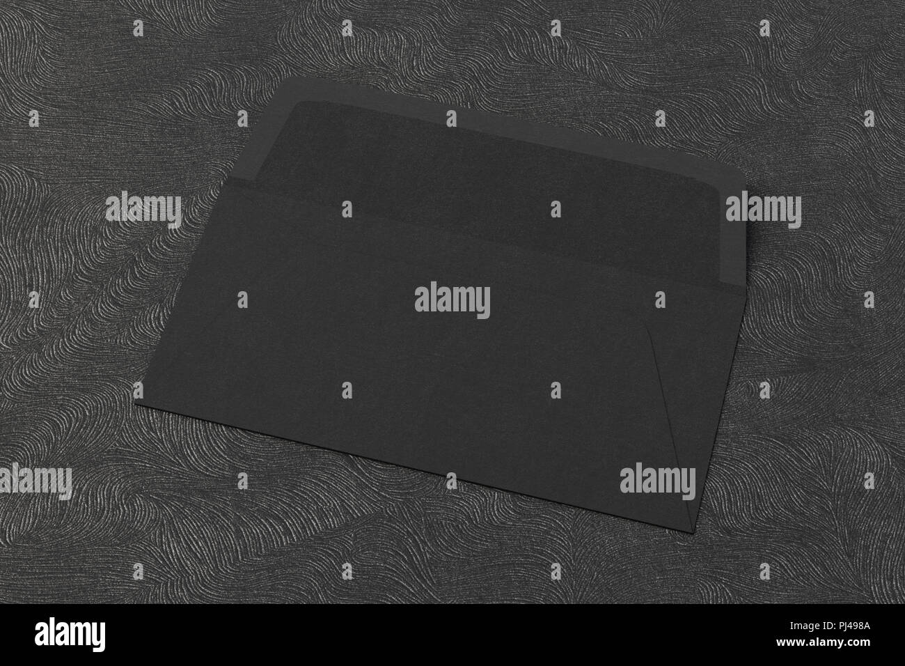 Black blank open envelope on black background. 3d render Stock Photo ...