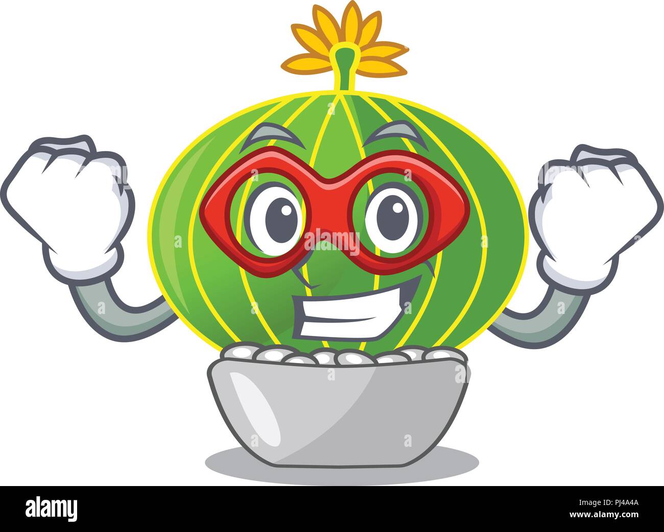 Super hero plant notocactus magnifica on character pot Stock Vector ...