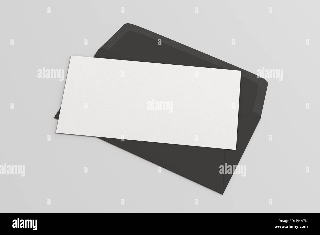 Blank letter on black blank envelope on white background. 3d render ...