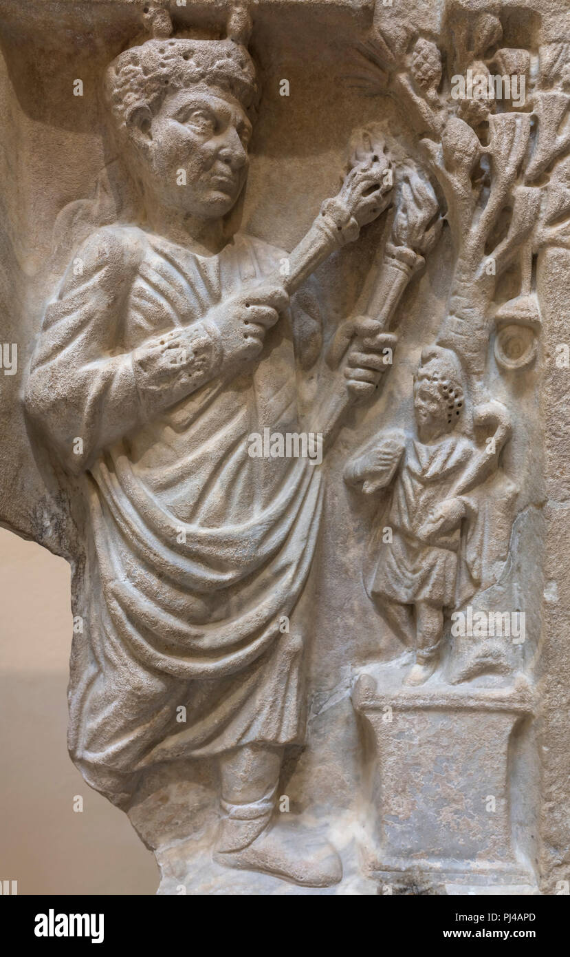 Priest sacrificing in temple (3rd century), Roman sculpture ...