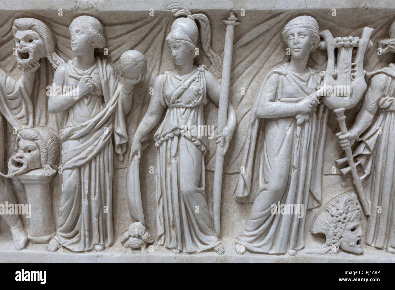 Theatre scene (2nd century), Sarcophagus, Roman sculpture ...