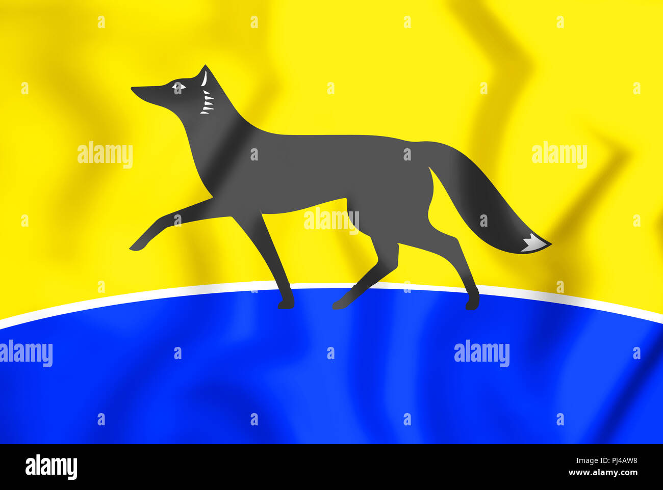3D Flag of Surgut (Khanty-Mansi Autonomous Okrug), Russia. 3D ...