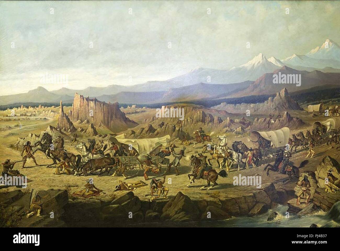 Wagon train attack hi-res stock photography and images - Alamy