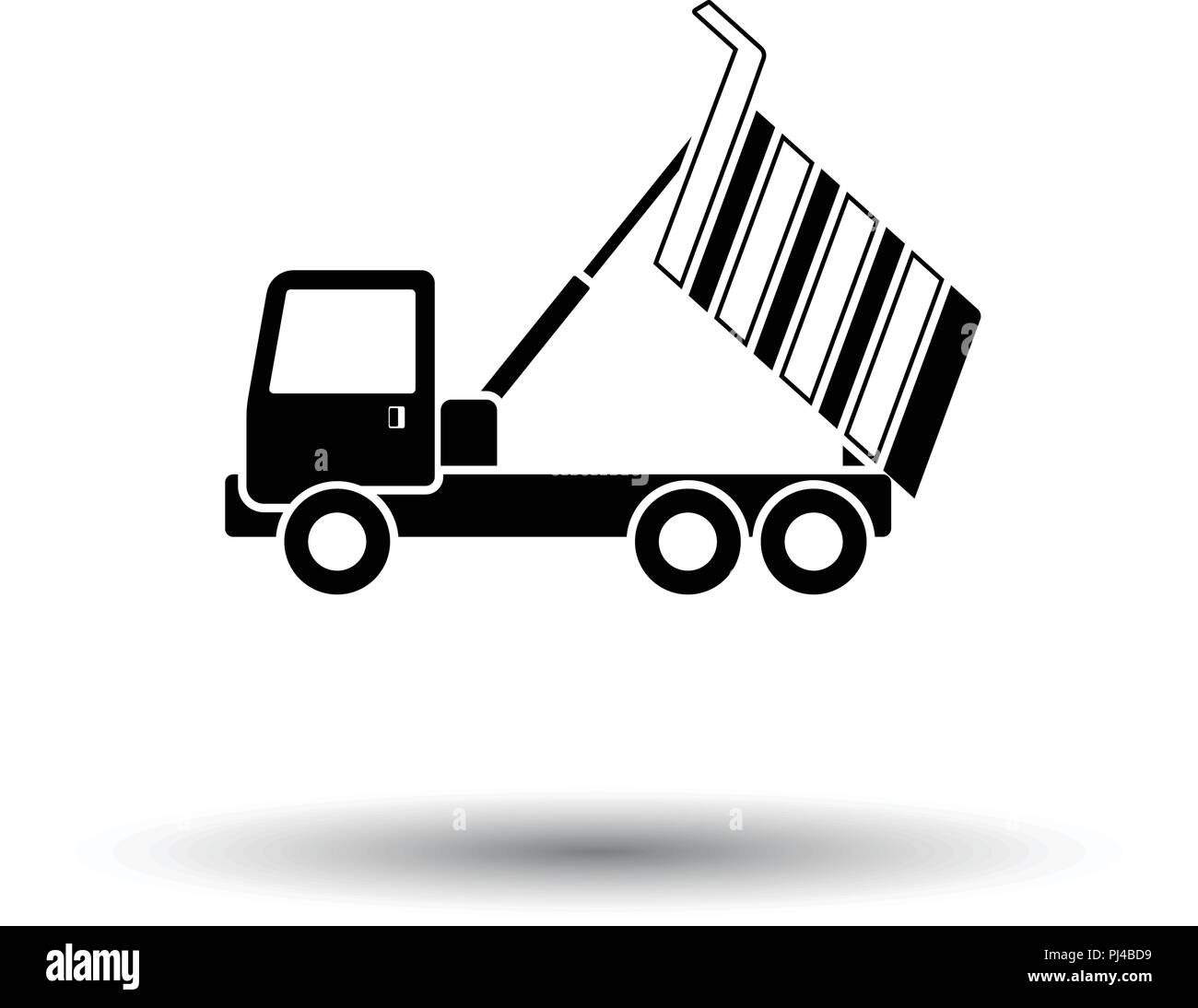 Icon of tipper. White background with shadow design. Vector ...