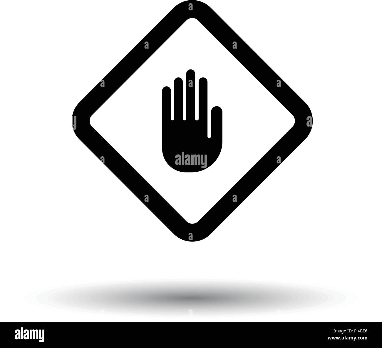 Icon of Warning hand. White background with shadow design. Vector ...
