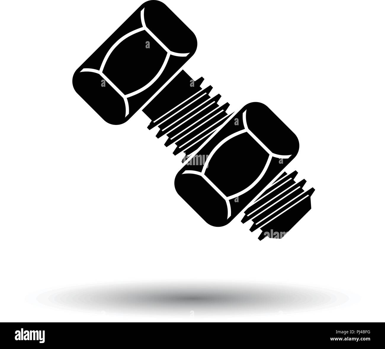 Icon of bolt and nut. White background with shadow design. Vector ...