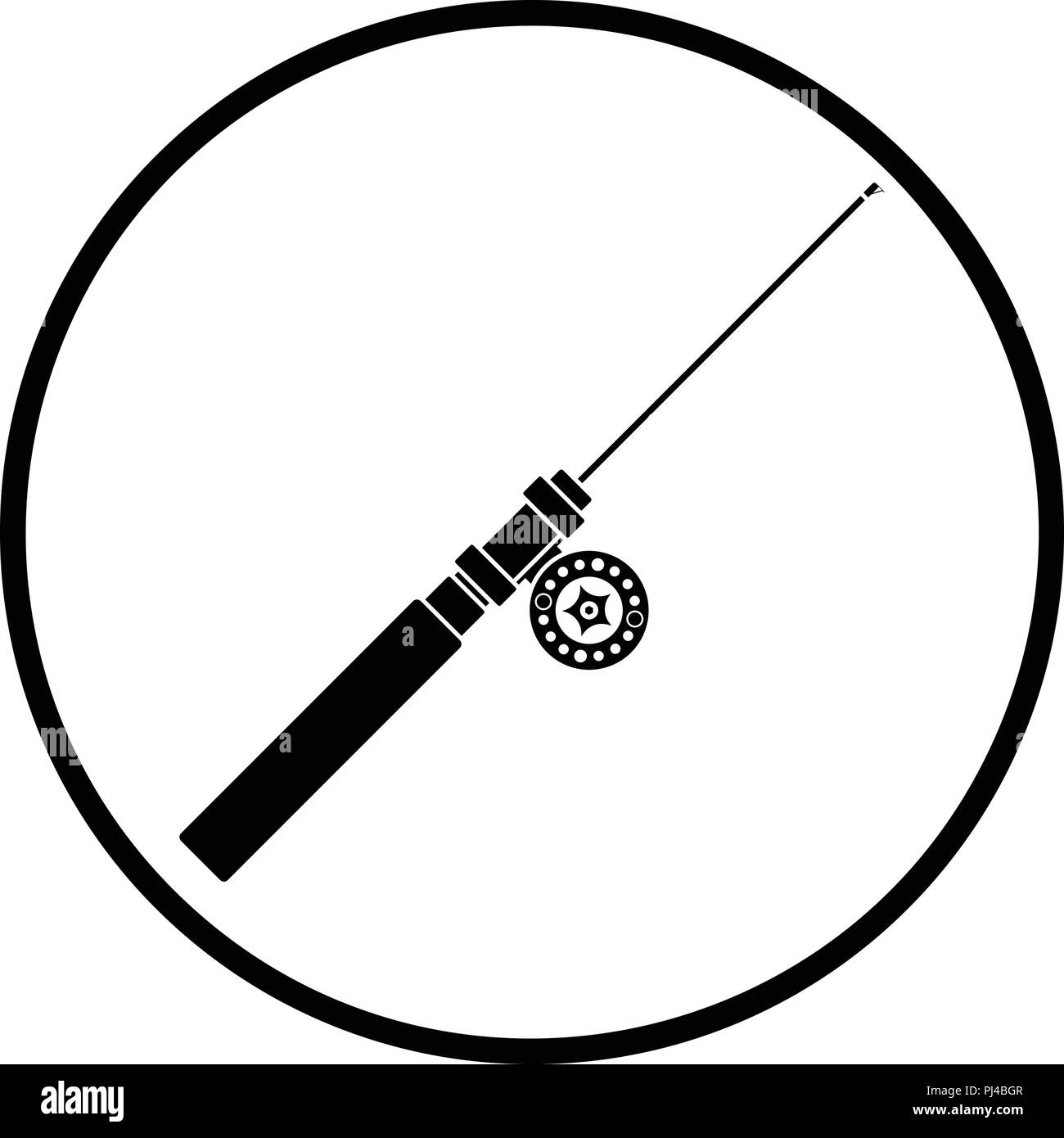 Icon of Fishing winter tackle . Thin circle design. Vector illustration ...